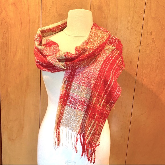 J. Jill | Accessories | J Jill Wrap Scarf In Fall Colors Of Burnt Red ...